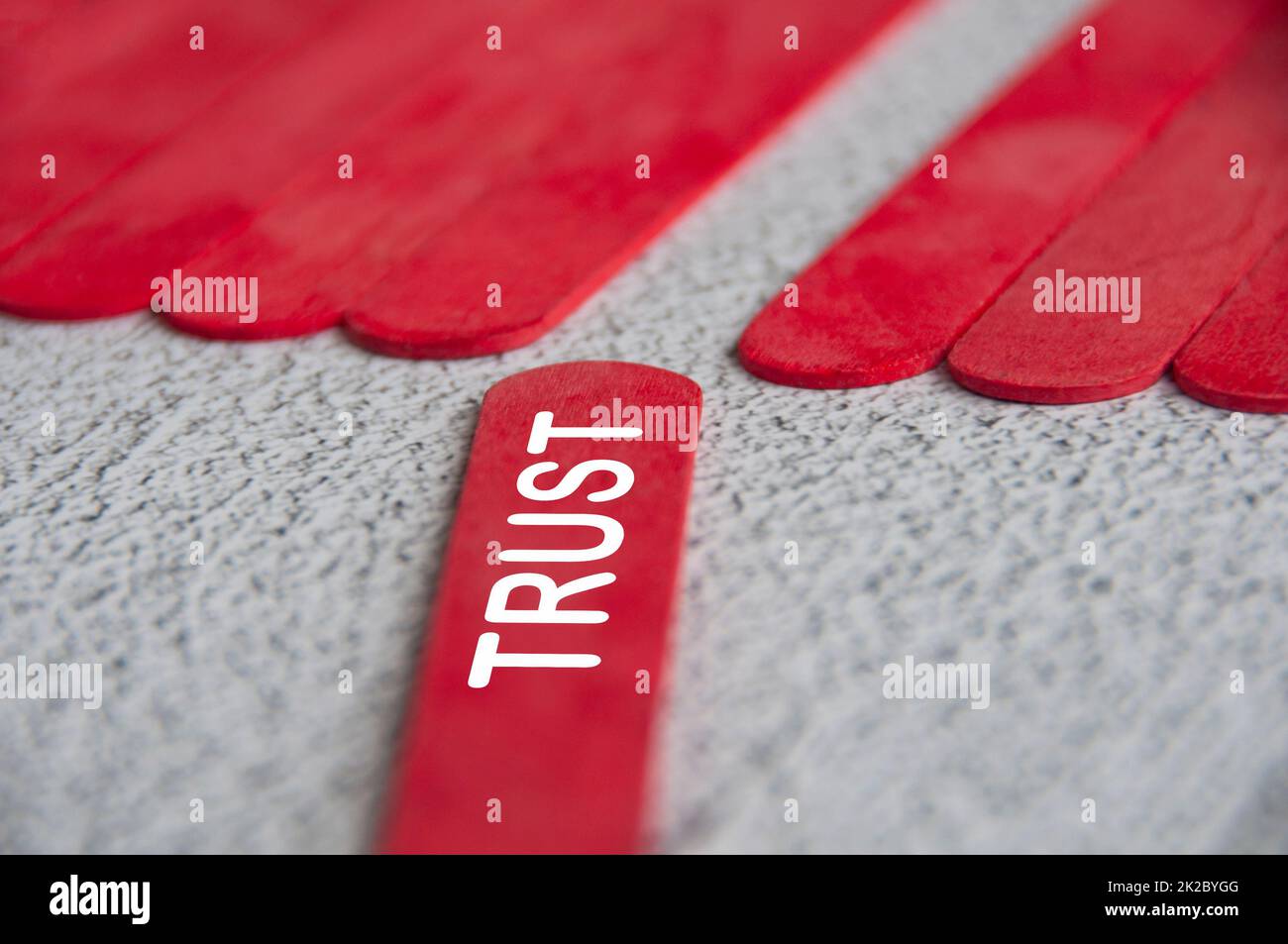Trust text on red wooden stick separated from the rest of the sticks ...