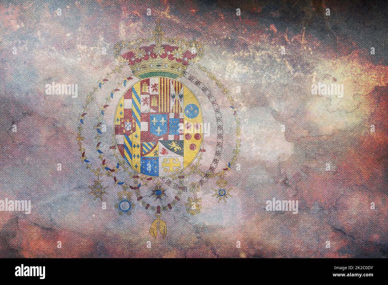 retro flag of Kingdom of the Two Sicilies 1816, Europe with grunge ...