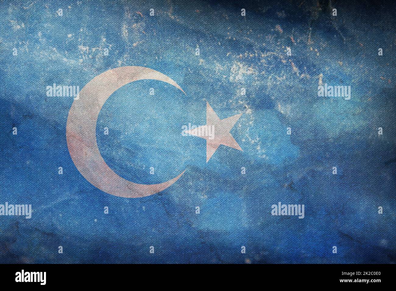 retro flag of Kokbayraq, asia with grunge texture. flag representing ...