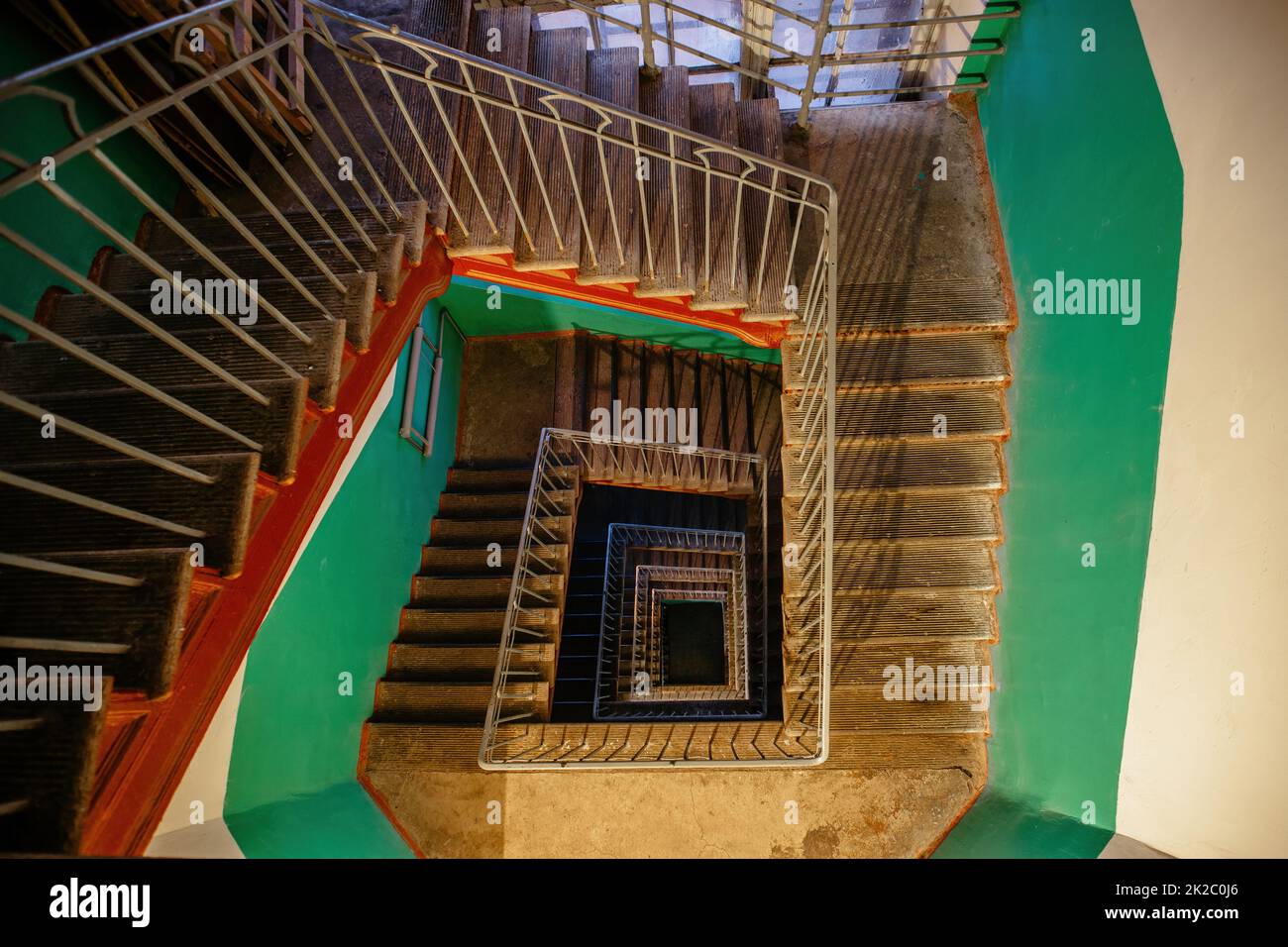 Old rectangular spiral staircase hi-res stock photography and images ...