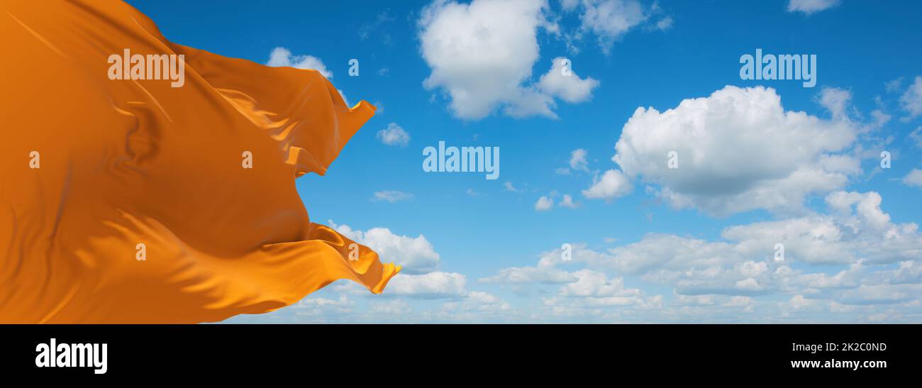 flag of Maratha Empire, asia at cloudy sky background, panoramic view ...