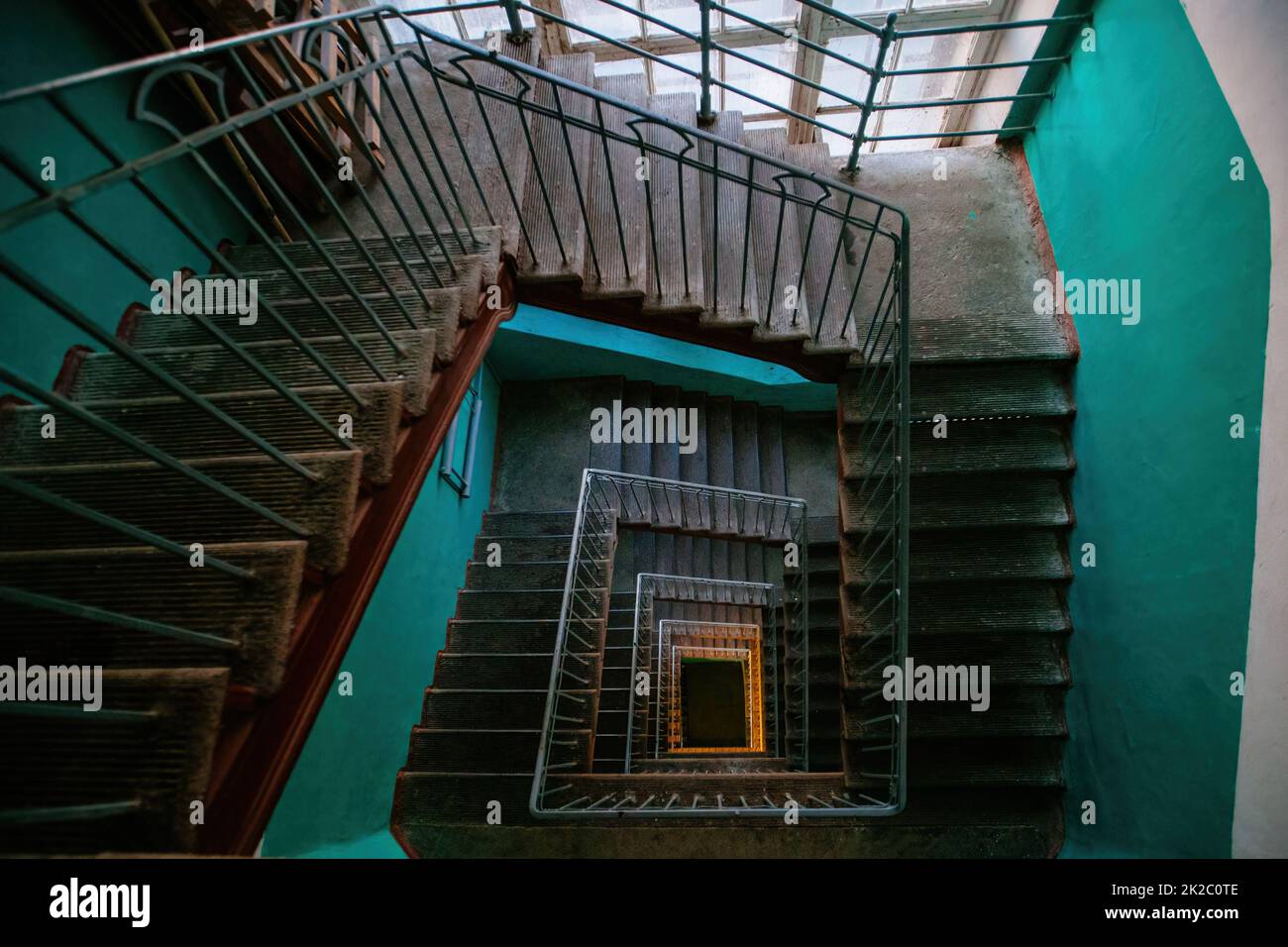 Old rectangular spiral staircase hi-res stock photography and images ...