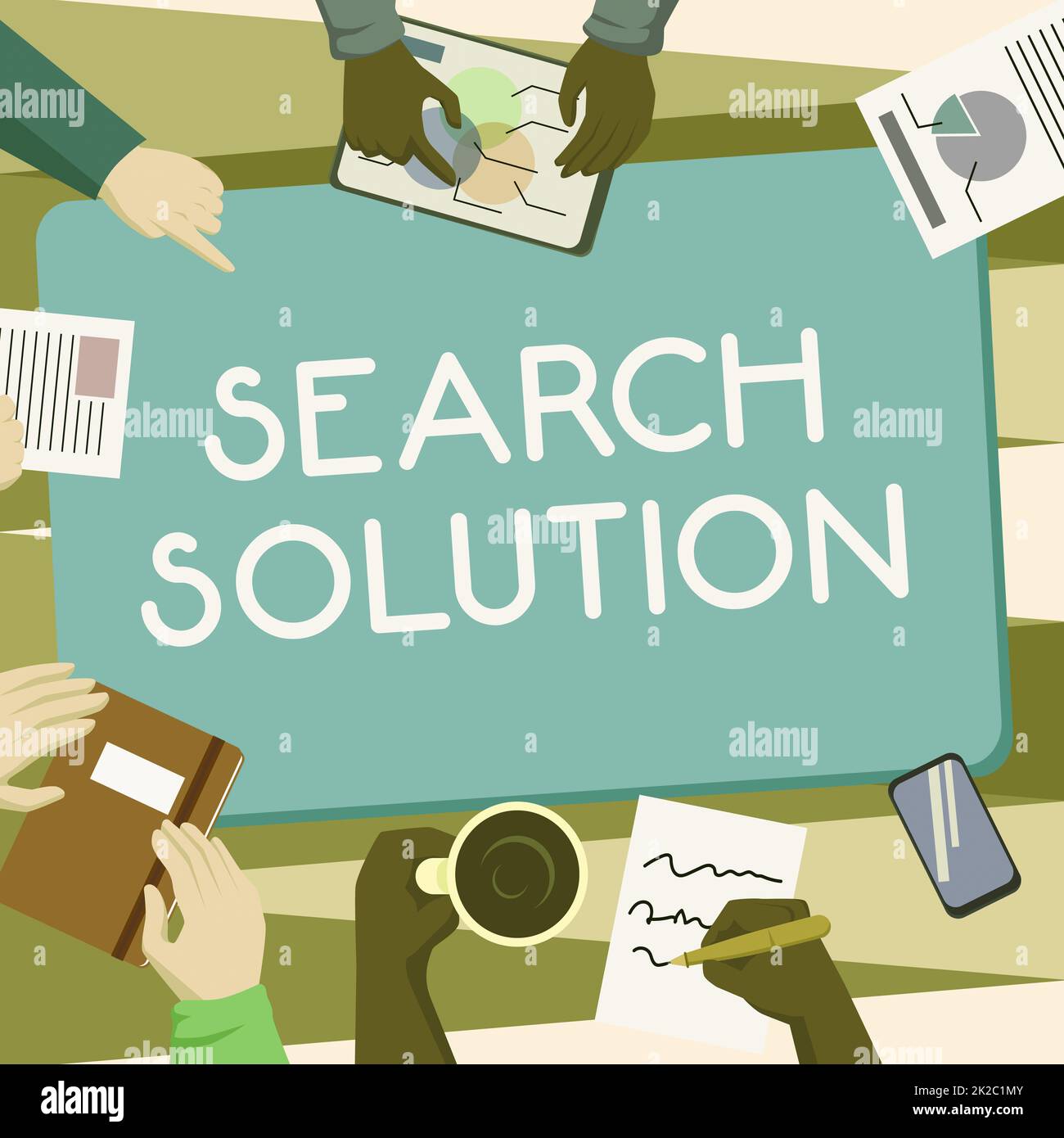 Conceptual Display Search Solution Business Approach An Action Or Process Of Finding Solution