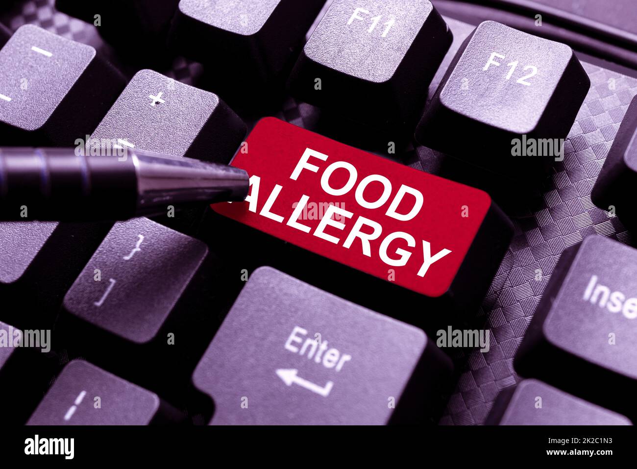 Hand writing sign Food Allergy. Concept meaning abnormal immune system ...