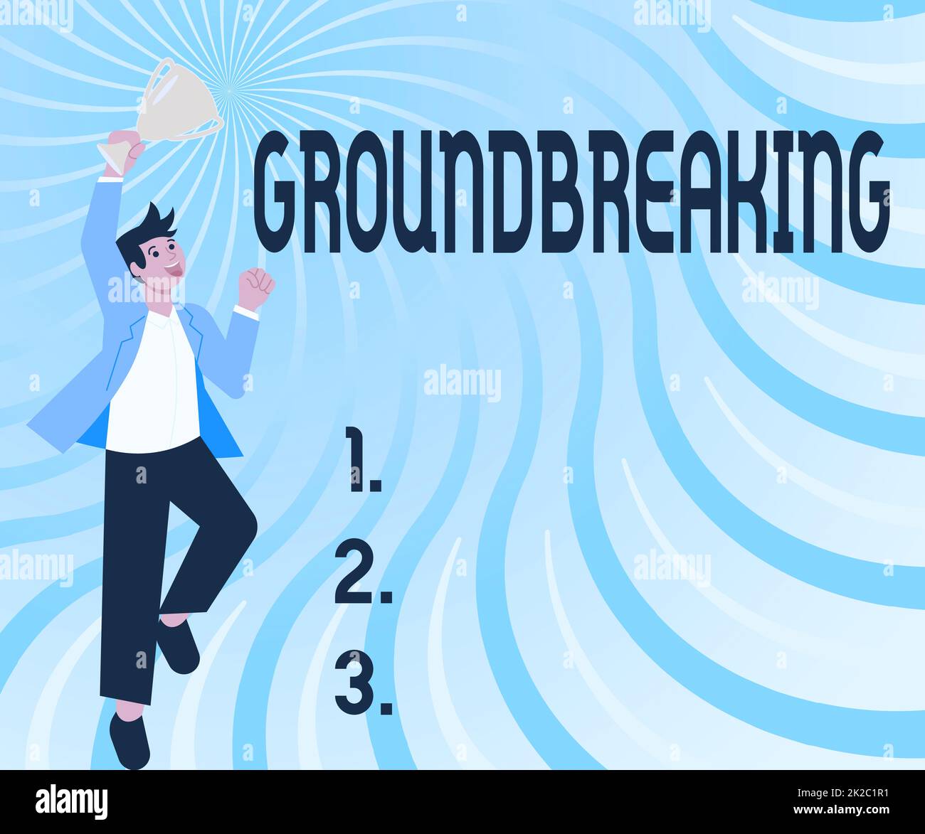 Text caption presenting Ground Breaking. Word Written on Very new and a ...