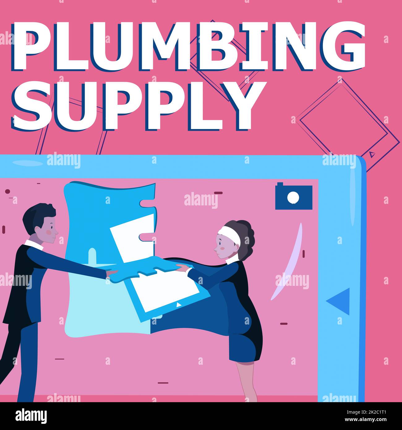 Sign displaying Plumbing Supply. Business showcase tubes or pipes ...