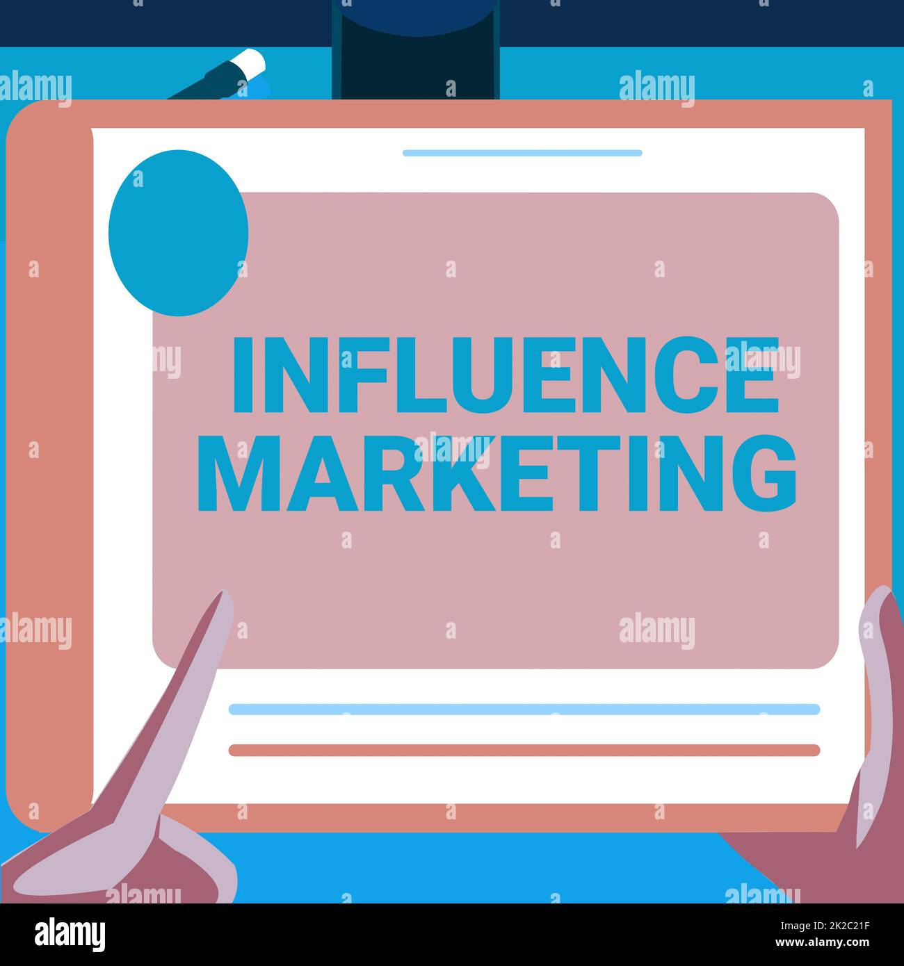 Handwriting text Influence Marketing. Business overview Using key ...