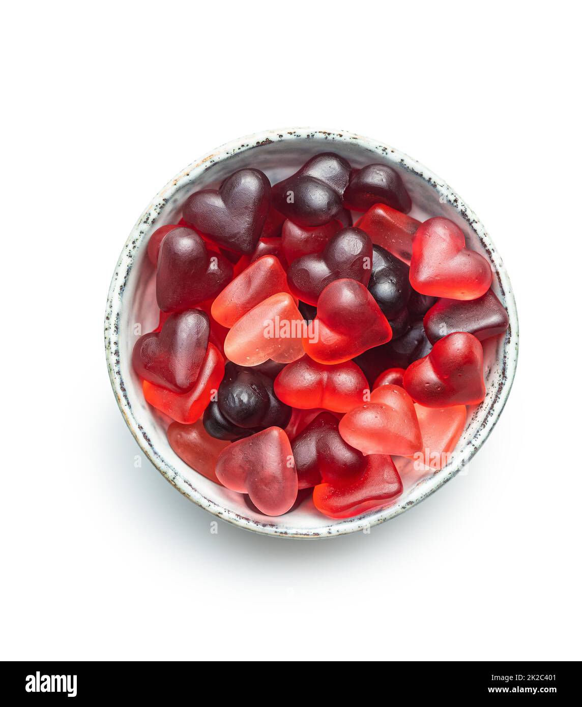Heart shaped jelly candy in bowl isolated on white backgorund Stock ...