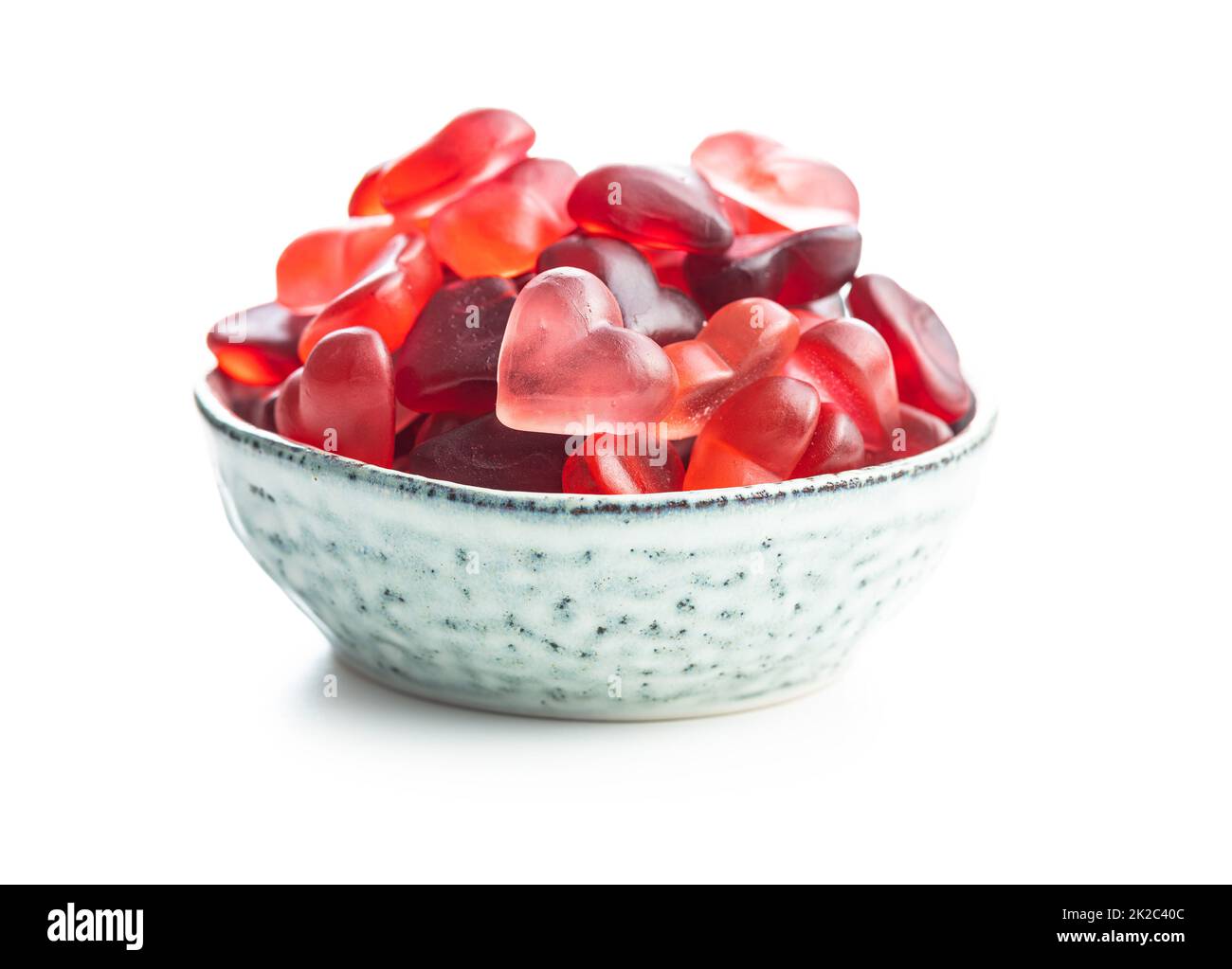 Heart shaped jelly candy in bowl isolated on white backgorund Stock ...