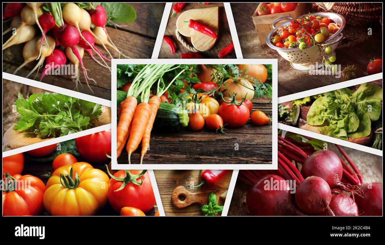 Collage of vegetables - products of vegetable garden. Healthy eating ...