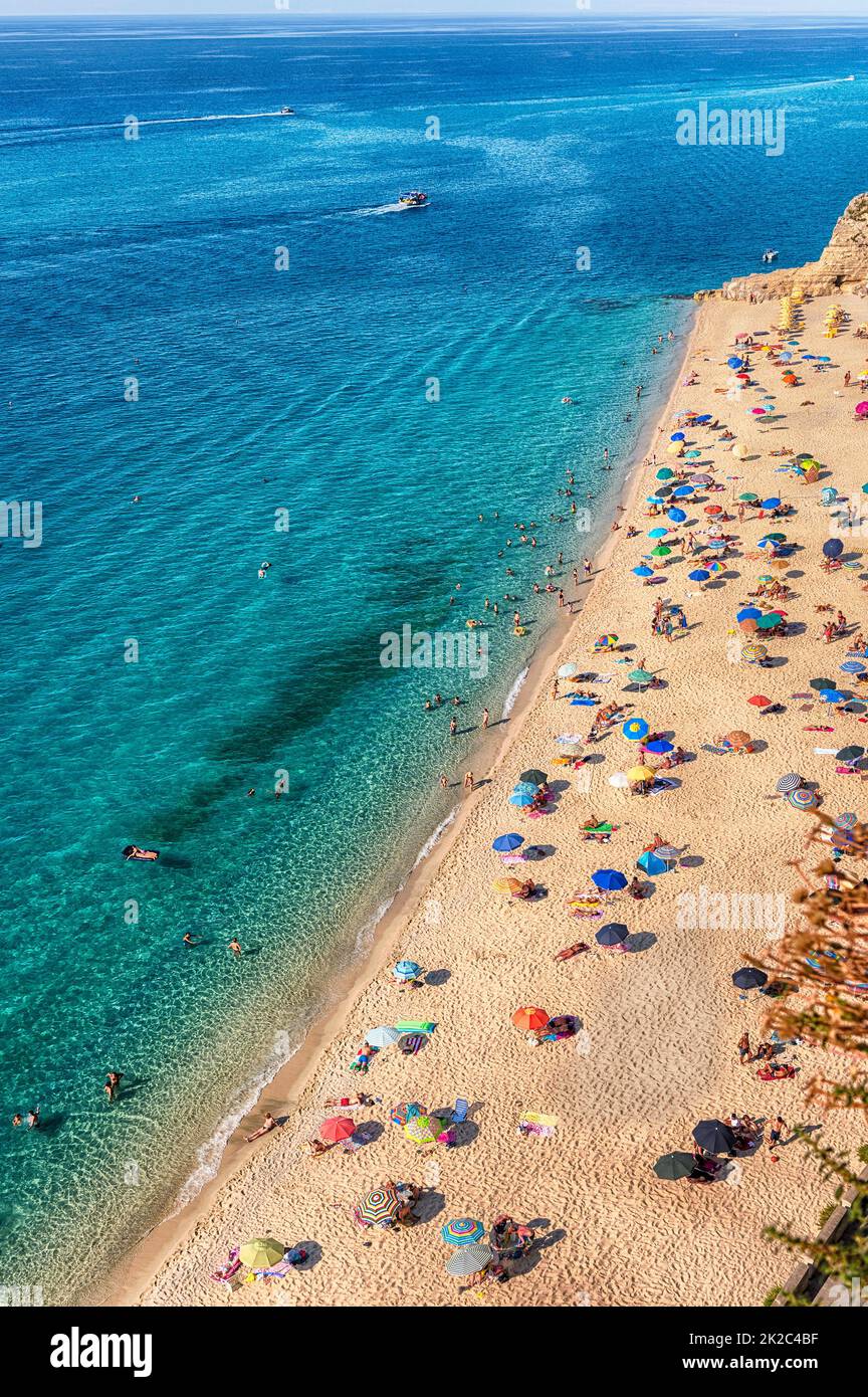 View over the main beach in Tropea, Calabria, Italy Stock Photo - Alamy