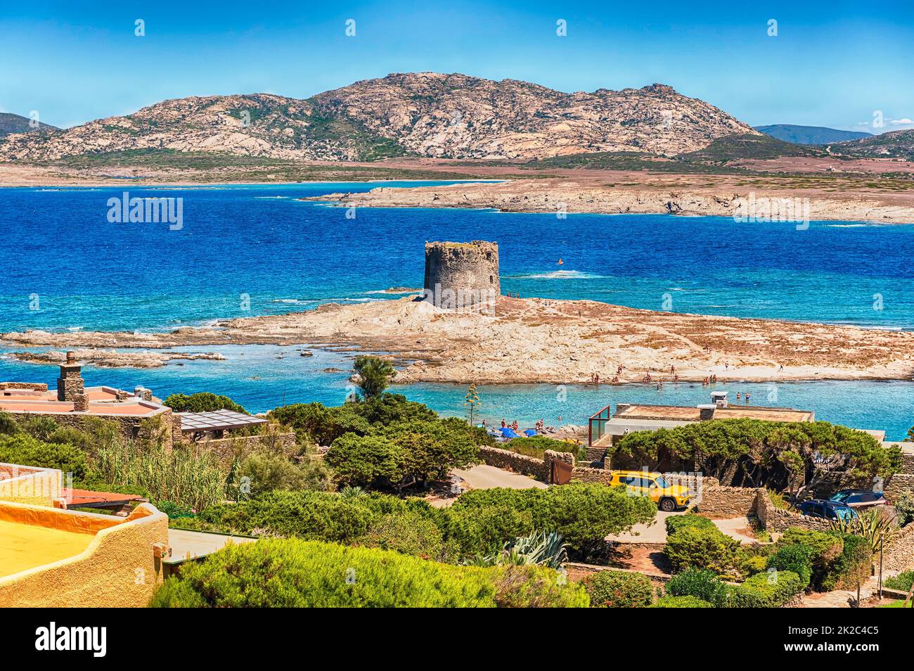 La Pelosa beach in the town of Stintino, Sardinia, Italy Stock Photo ...