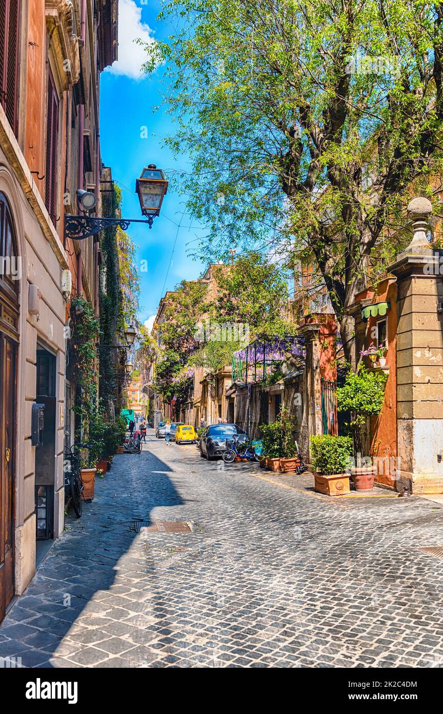 Walking in the picturesque Via Margutta in central Rome, Italy Stock ...