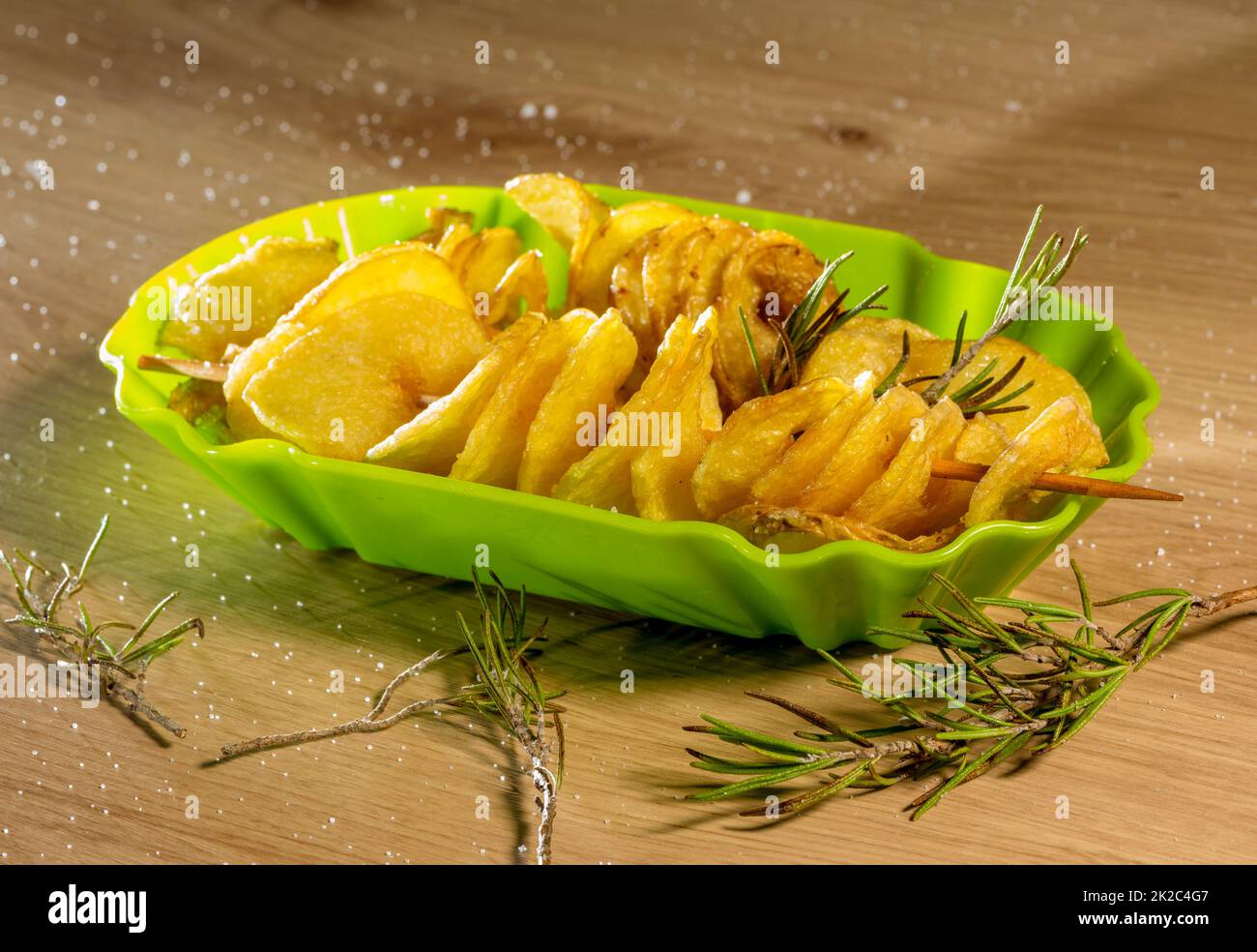 Deep-fried spiral-sliced potatoes Stock Photo - Alamy
