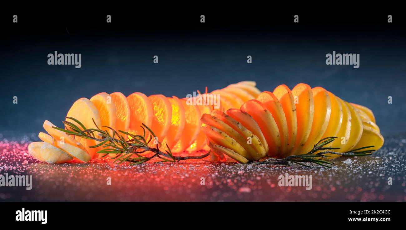 Spiral-sliced raw potatoes Stock Photo - Alamy