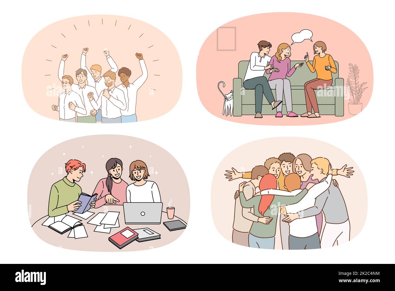 Set of happy friends have fun relax together Stock Photo - Alamy