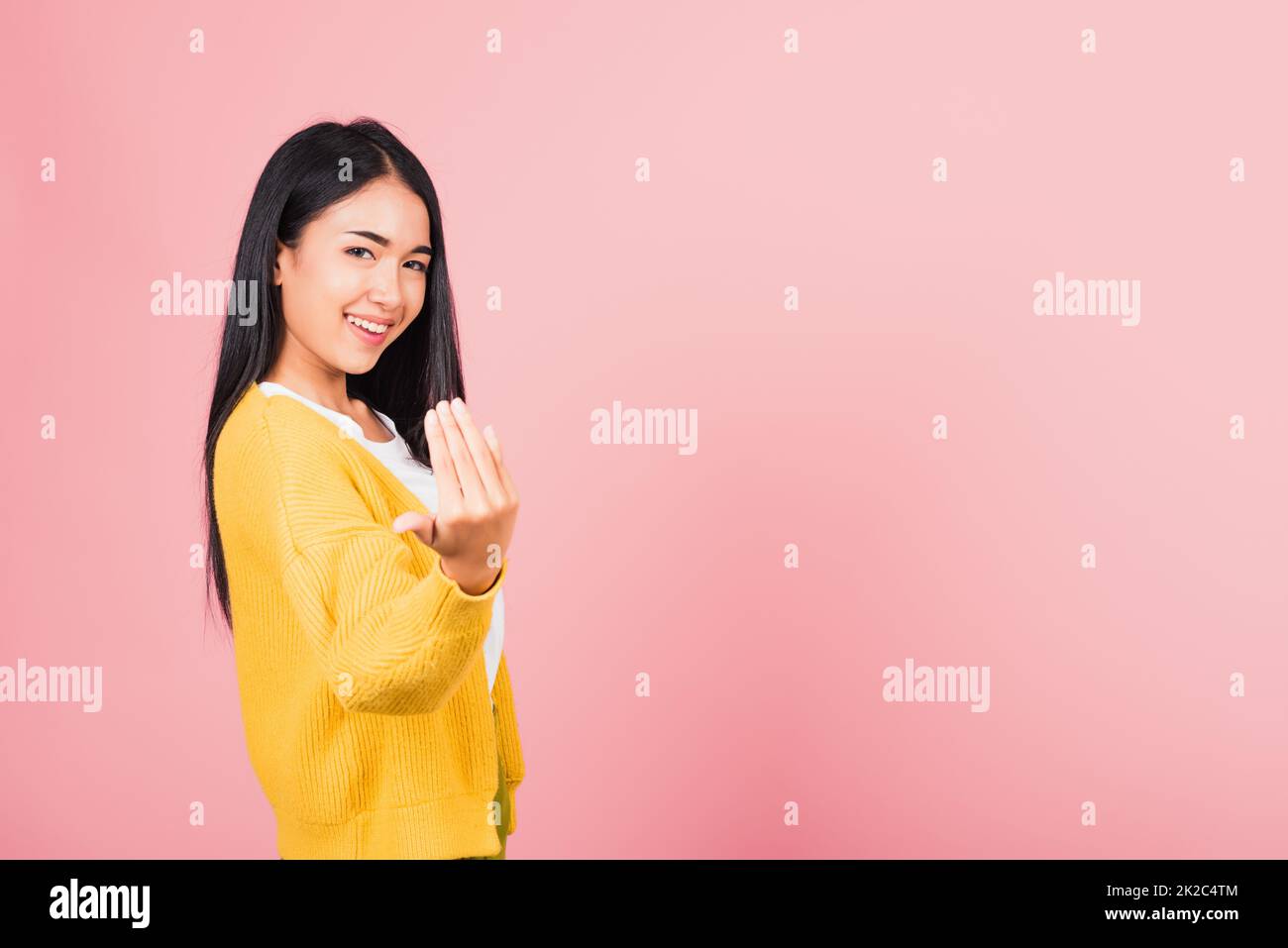 Happy Asian portrait beautiful cute young woman teen smile positive ...