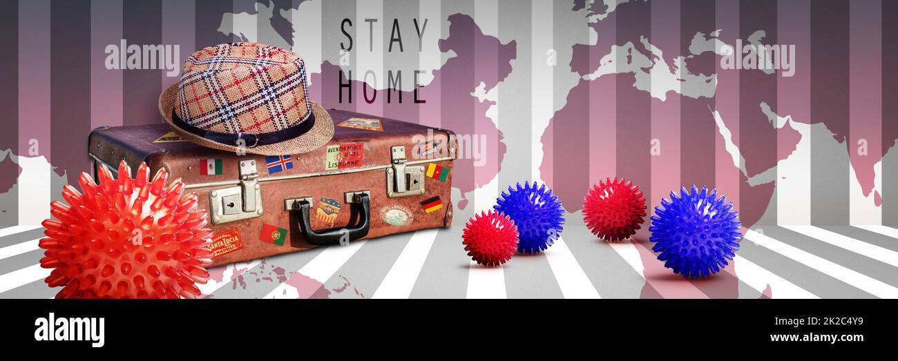 Travel at corona virus time, pandemic risk concept. 3D illustration ...