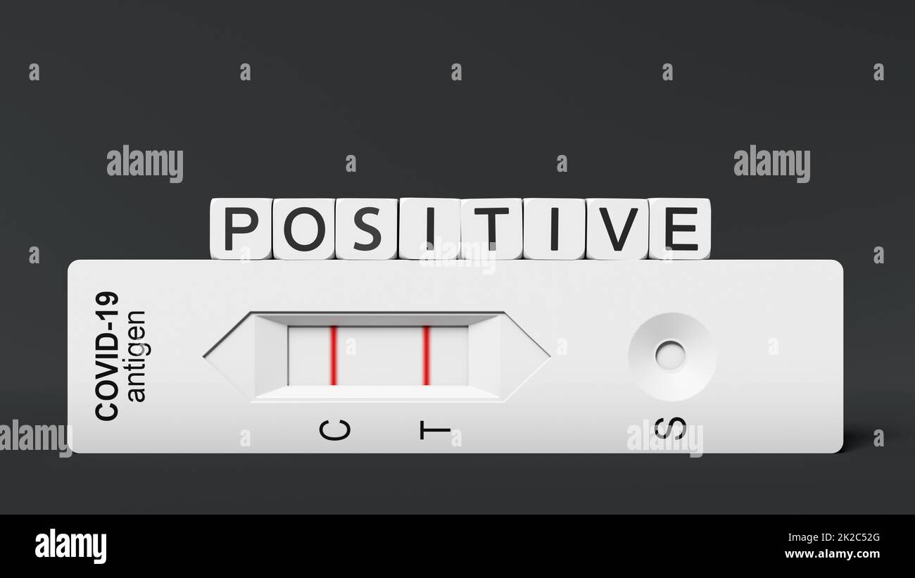 Positive test result by using rapid test device for COVID-19. 3d ...