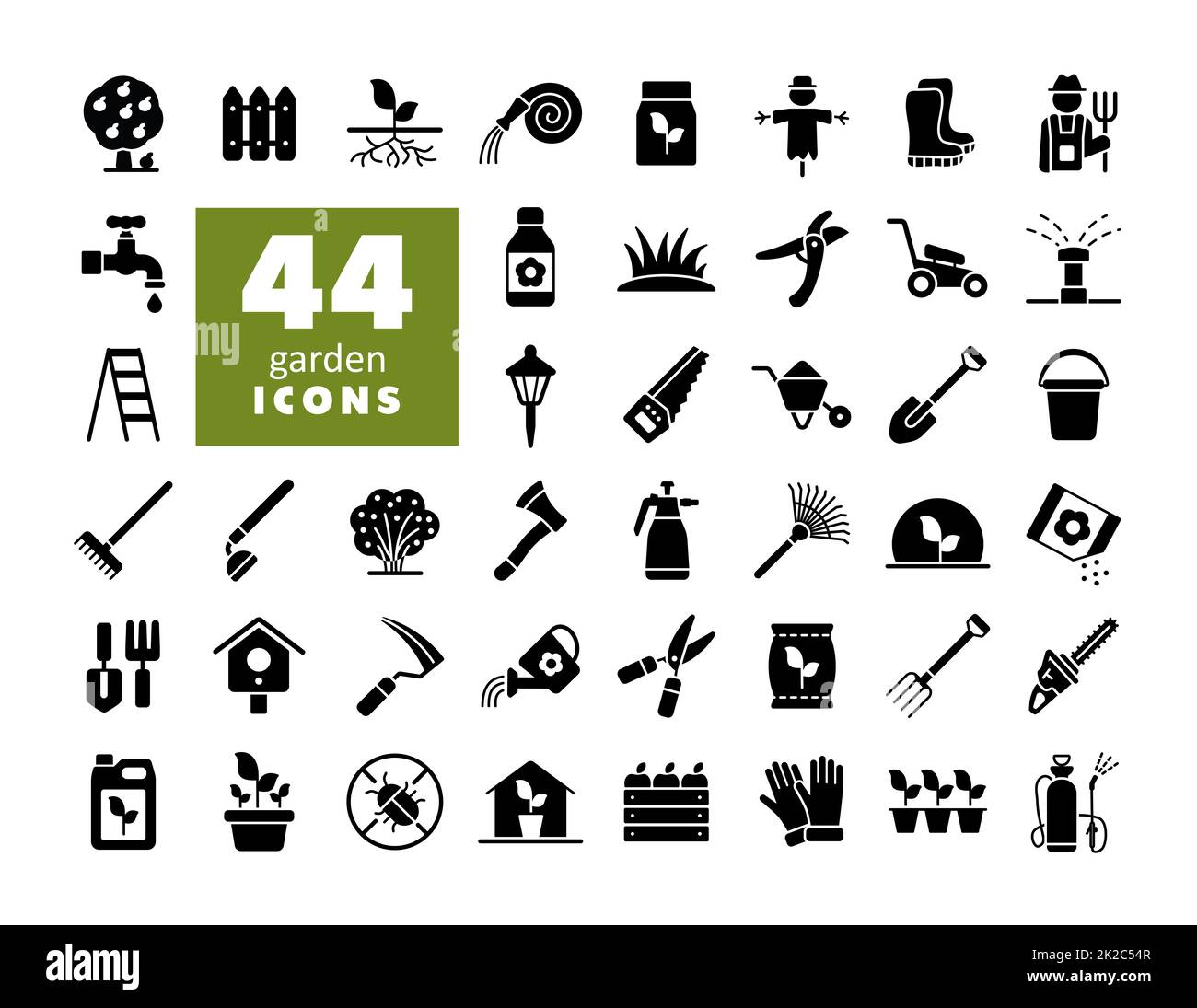 Gardening and Planting vector glyph icons set Stock Photo - Alamy