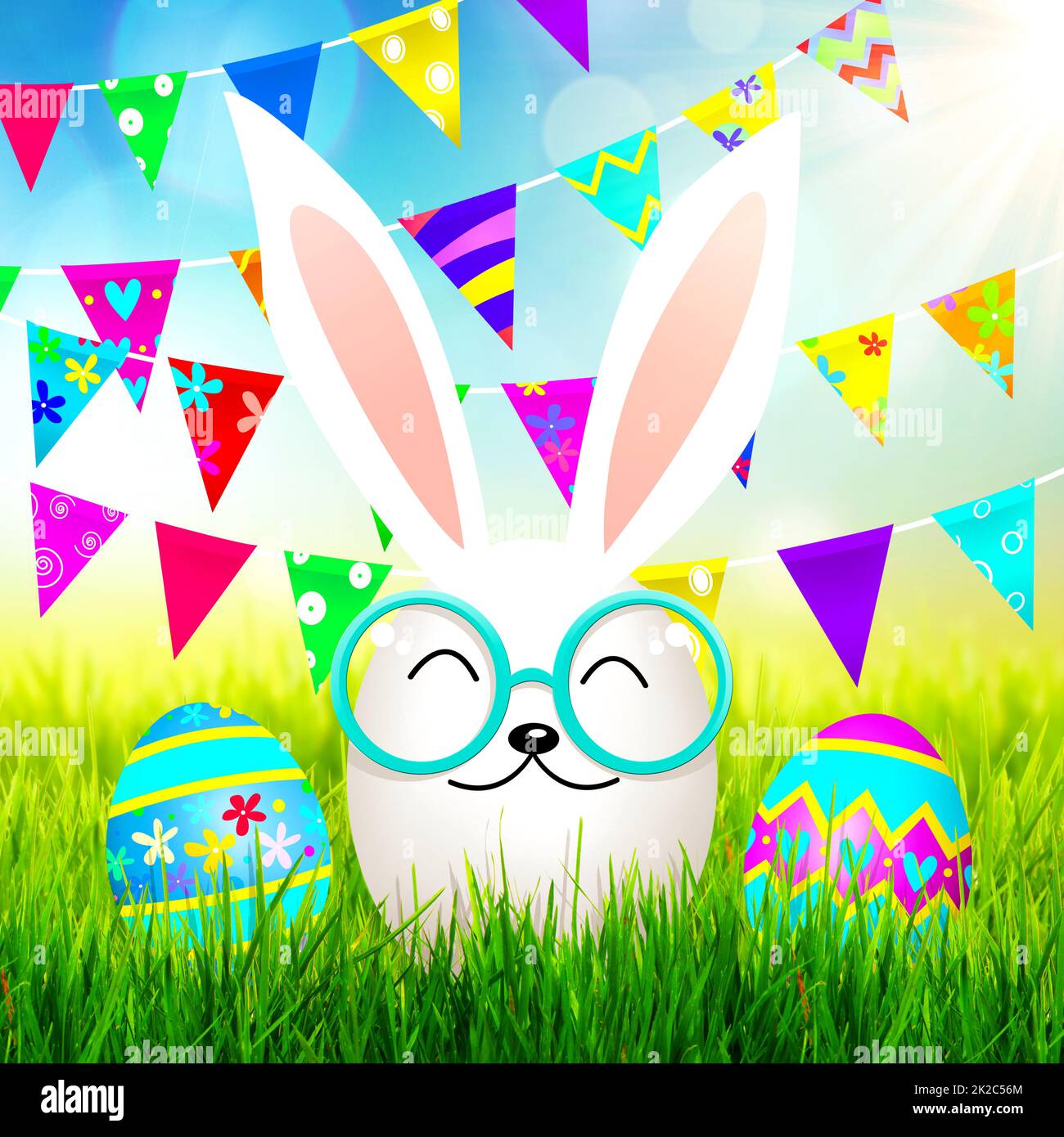 Funny Easter bunny. Happy Easter holiday concept. 3d illustration Stock ...