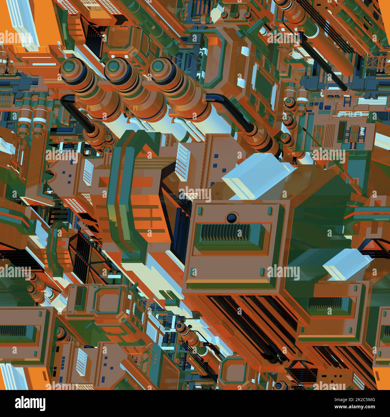 science fiction background industrial machines wrap around pattern ...