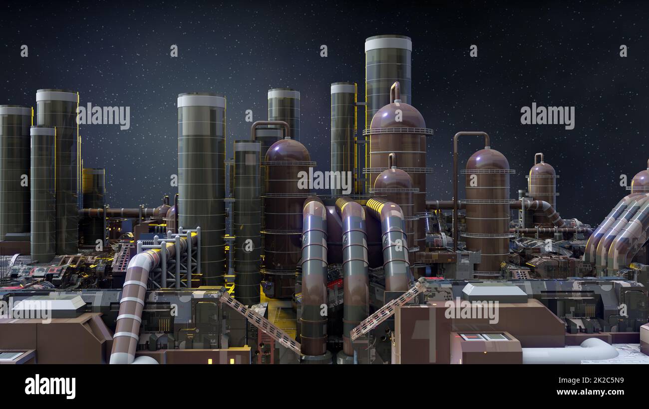 science fiction future technology fuel tanks spaceship machine 3D ...