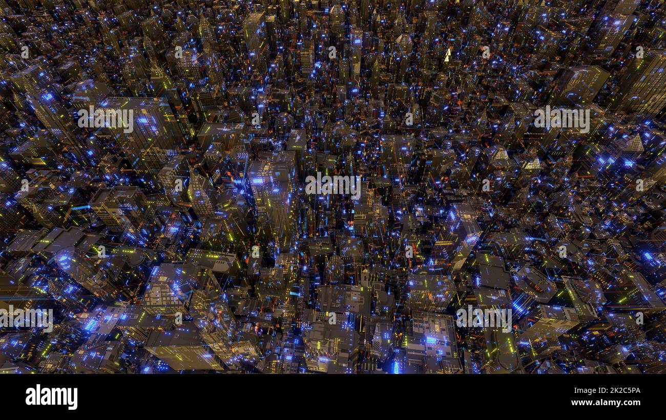 science fiction city futuristic buildings alien technology landscape 3D ...