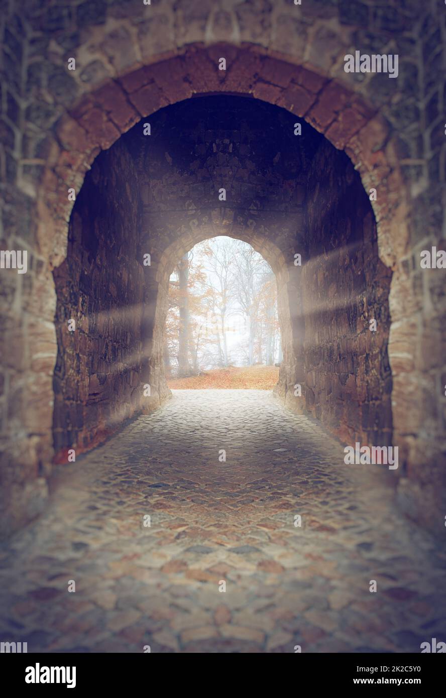 An arched passageway leading into an ancient part of former East ...