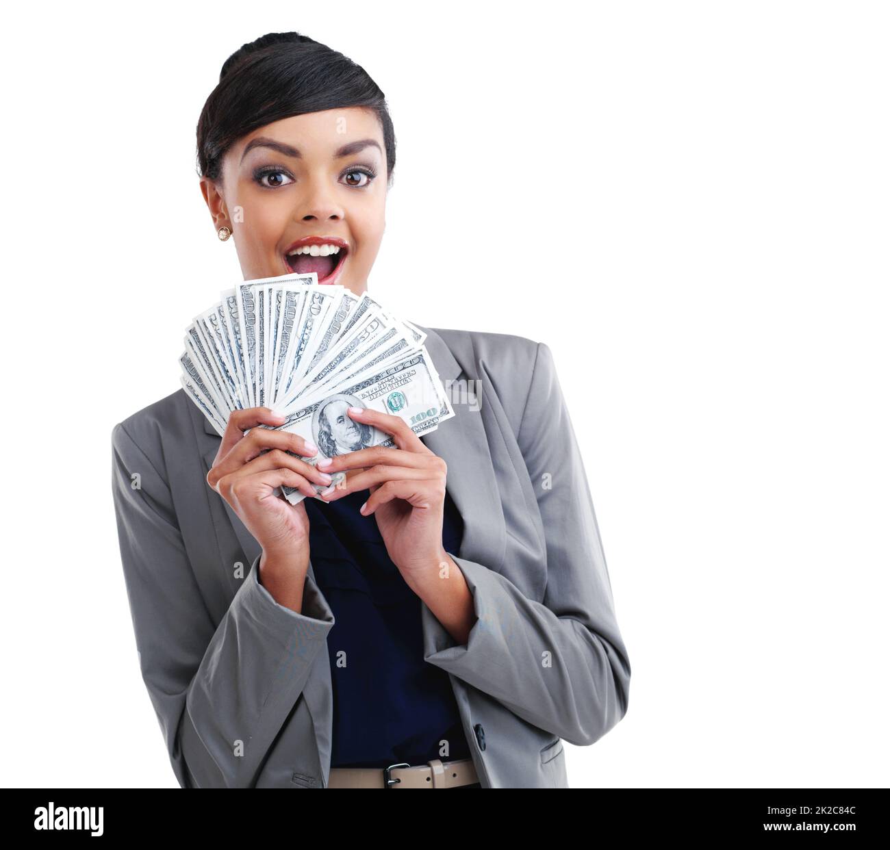 Attractive young lady holding cash hi-res stock photography and images ...