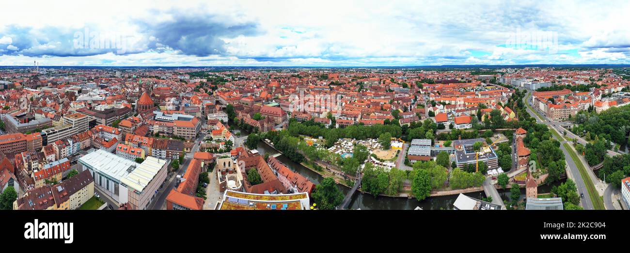Aerial view of Nuremberg with a cloudy sky Stock Photo - Alamy