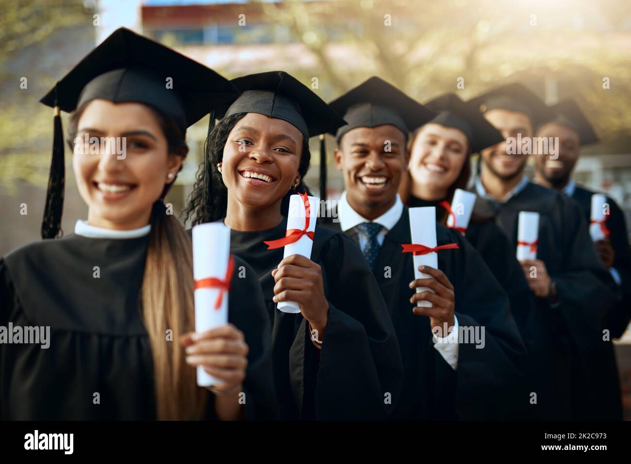 Our future is secure. Portrait of a group of young students holding ...