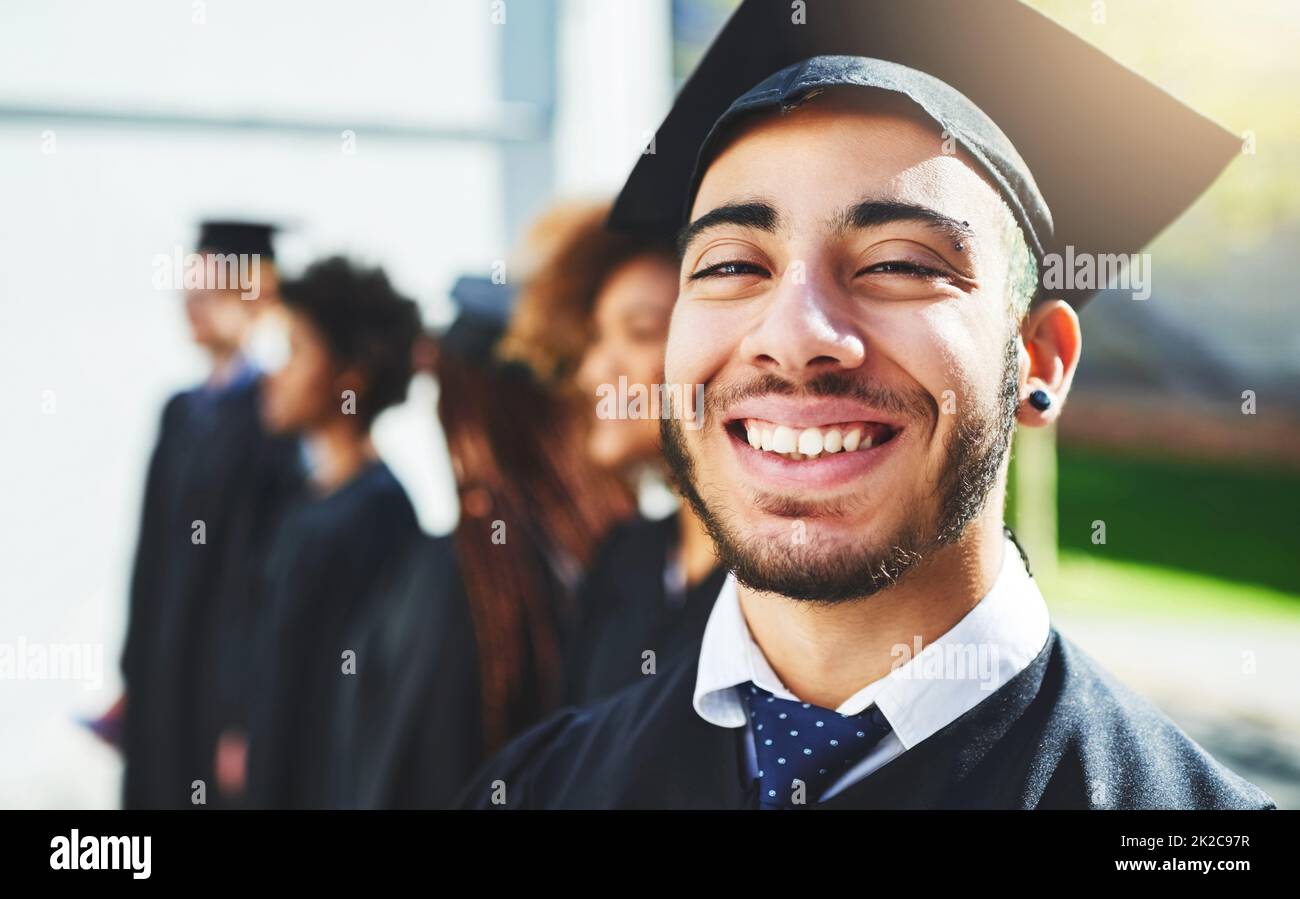 I made my family proud today. Shot of a smiling university student on ...