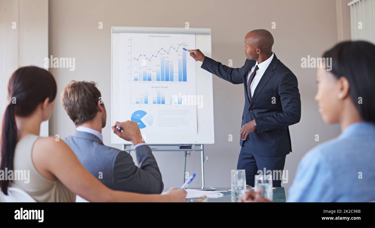 Woman presenting colleagues hi-res stock photography and images - Alamy
