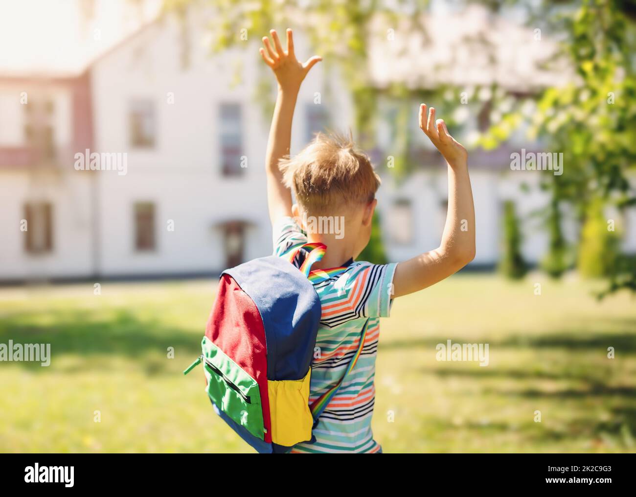 Boy going to study in primary school at first time Stock Photo - Alamy