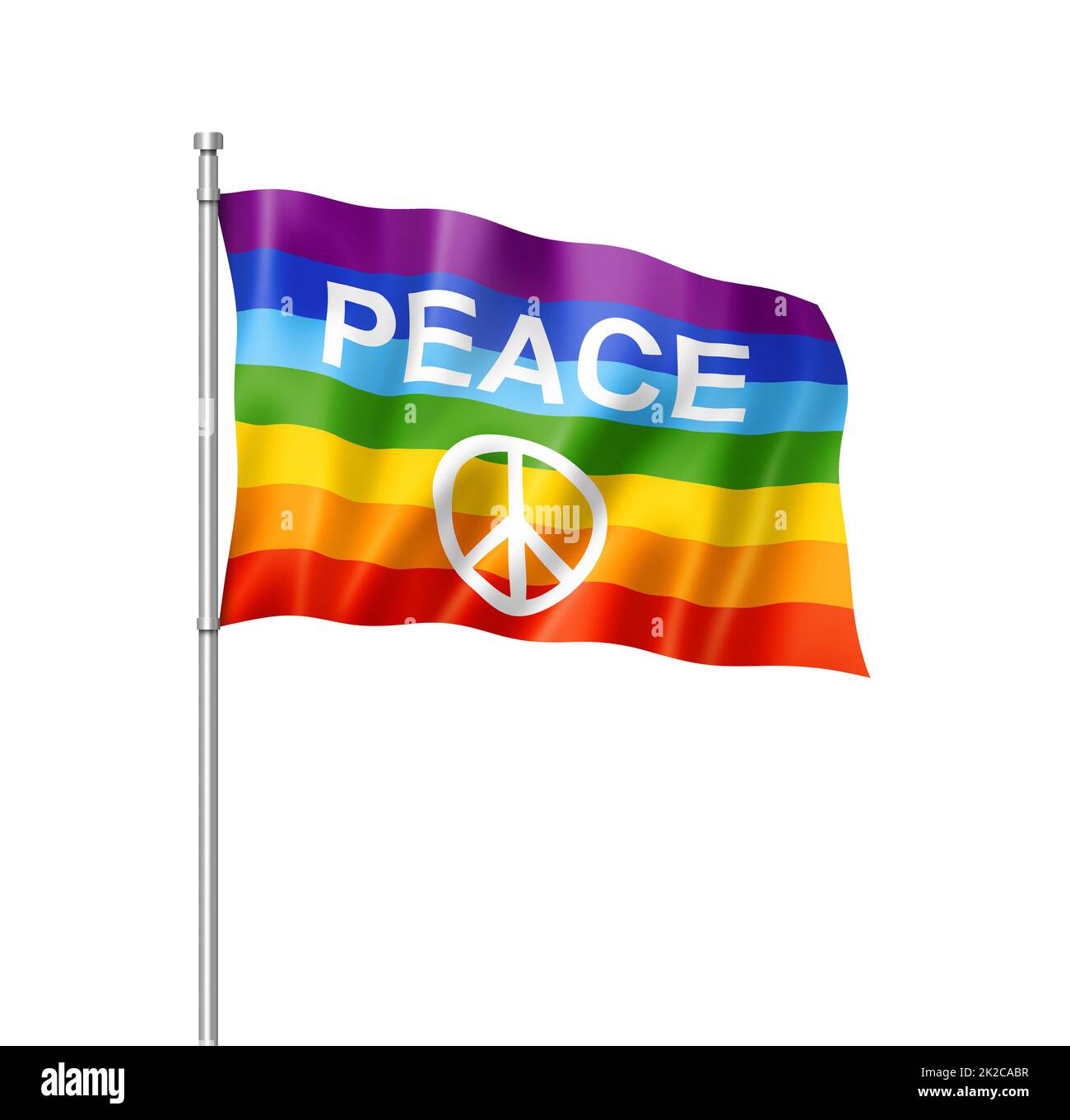 Rainbow peace flag isolated on white Stock Photo - Alamy