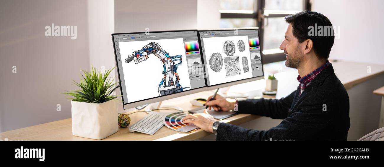 Professional Graphic Designer Man Working Stock Photo - Alamy