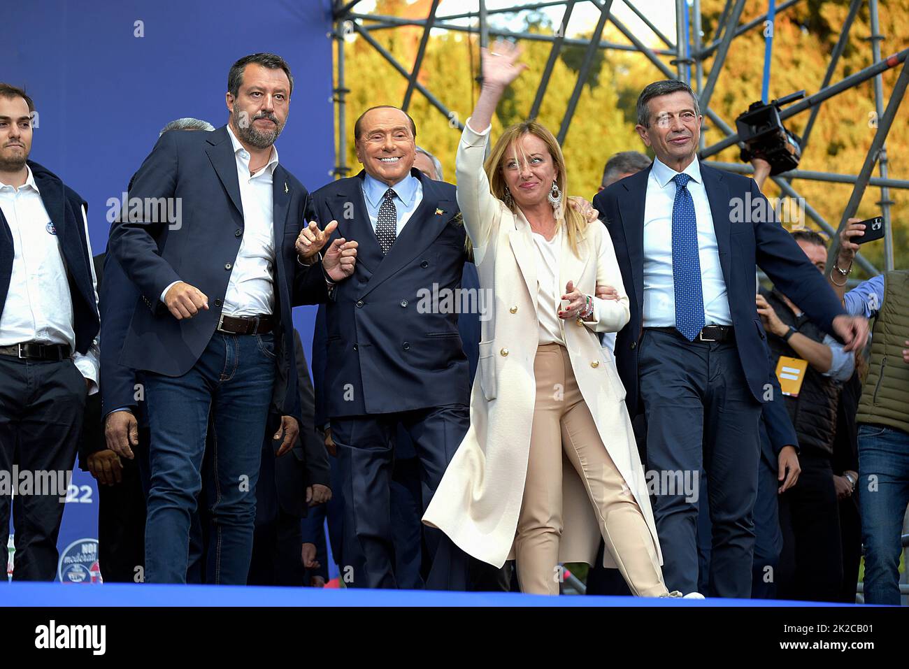 Rome, Italy. 22nd Sep, 2022. Matteo Salvini (L), Silvio Berlusconi (C ...