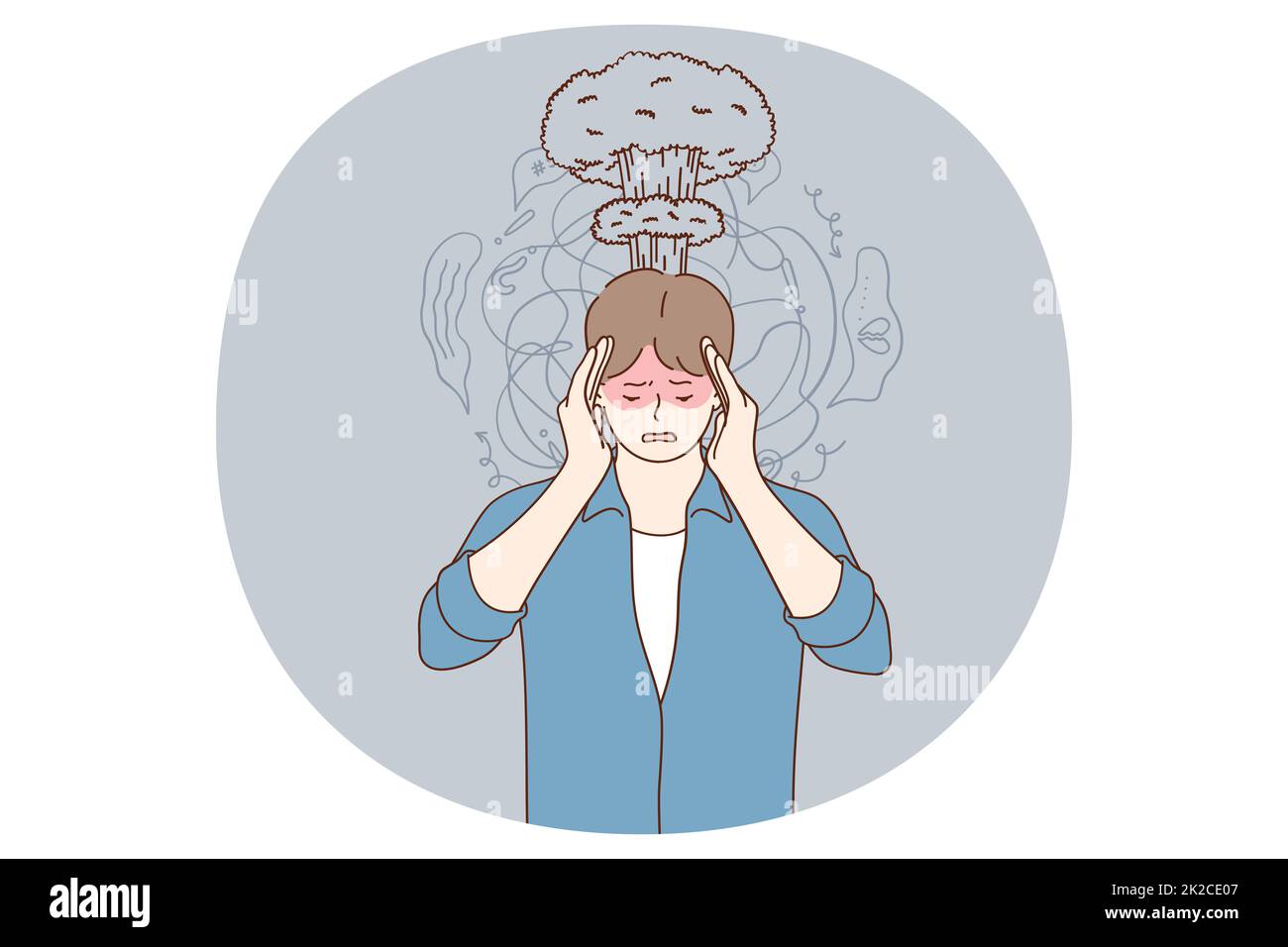 Stressed anxiety headache man Cut Out Stock Images & Pictures - Alamy