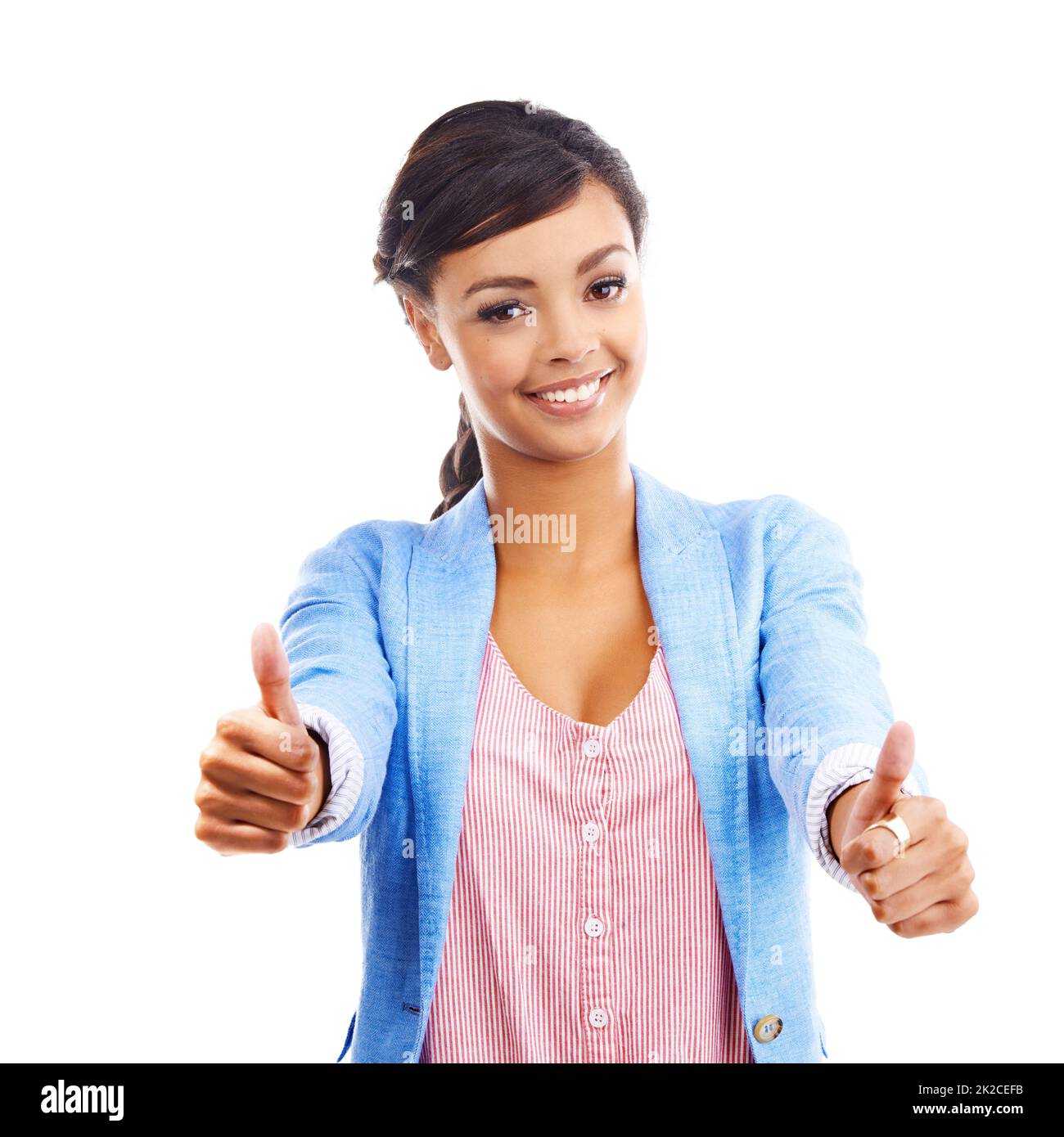 Posing smiling thumbs up hi-res stock photography and images - Alamy