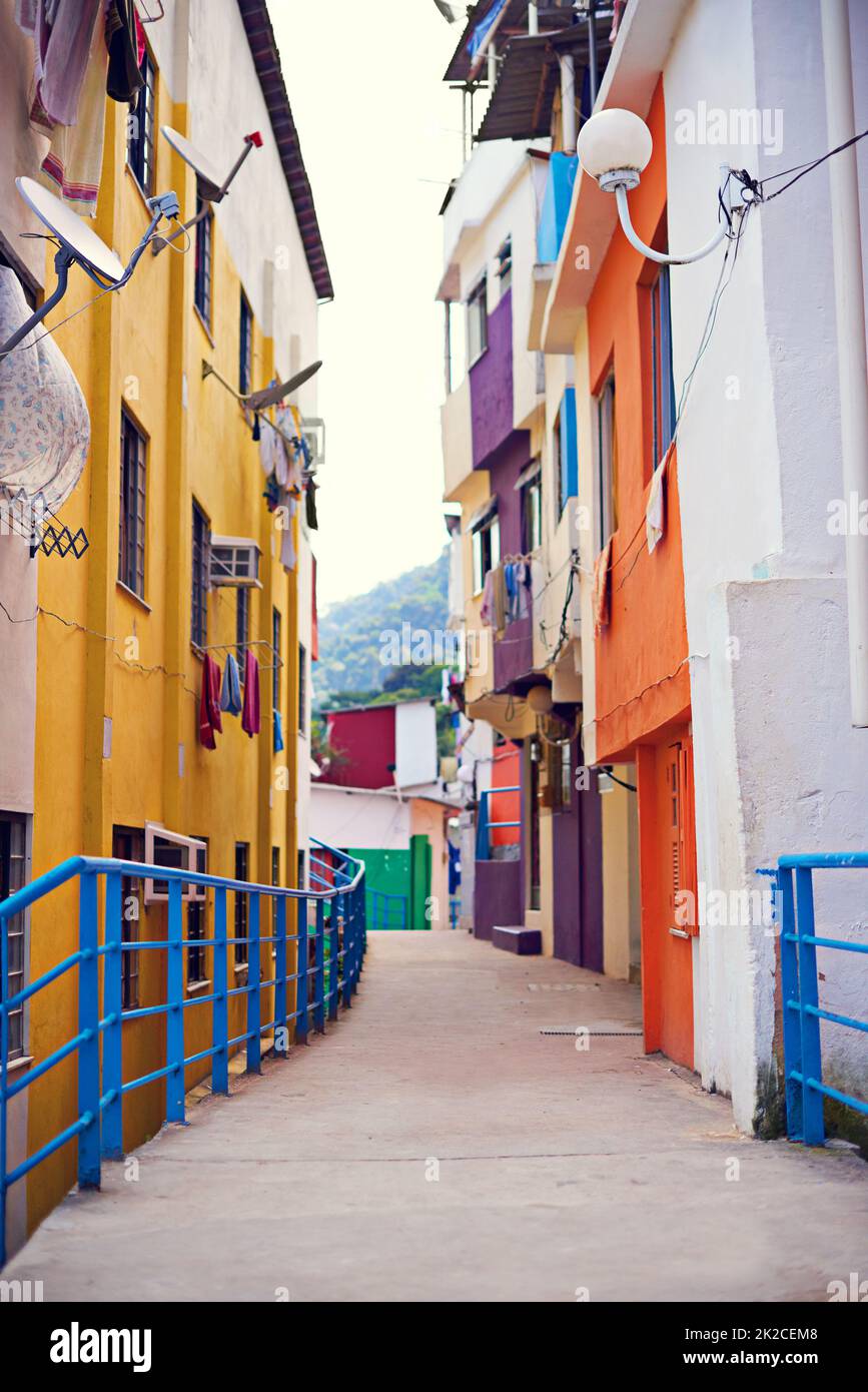 Take a tour through the streets of Brazil. Shot of a colorful ...