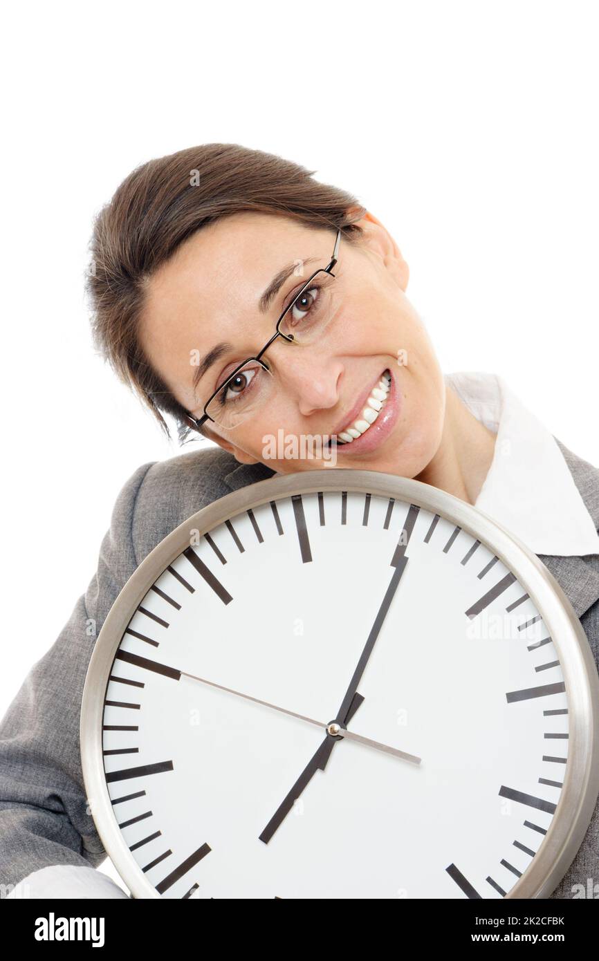 Woman clock time beauty hi-res stock photography and images - Alamy