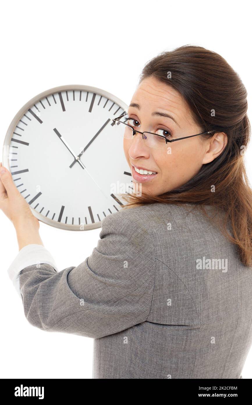 Woman clock time beauty hi-res stock photography and images - Alamy