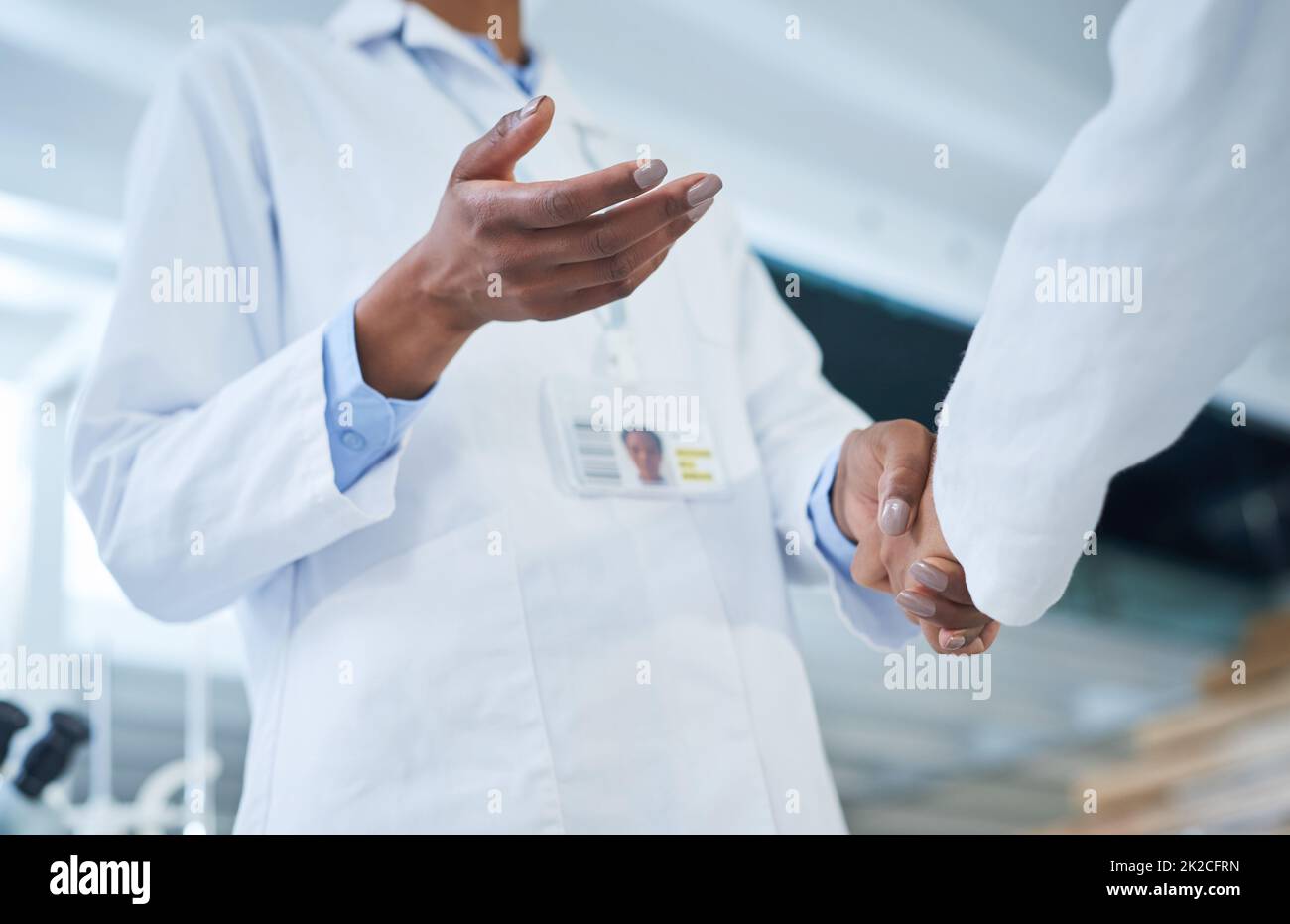 The biggest deal in research and development. Shot of two ...