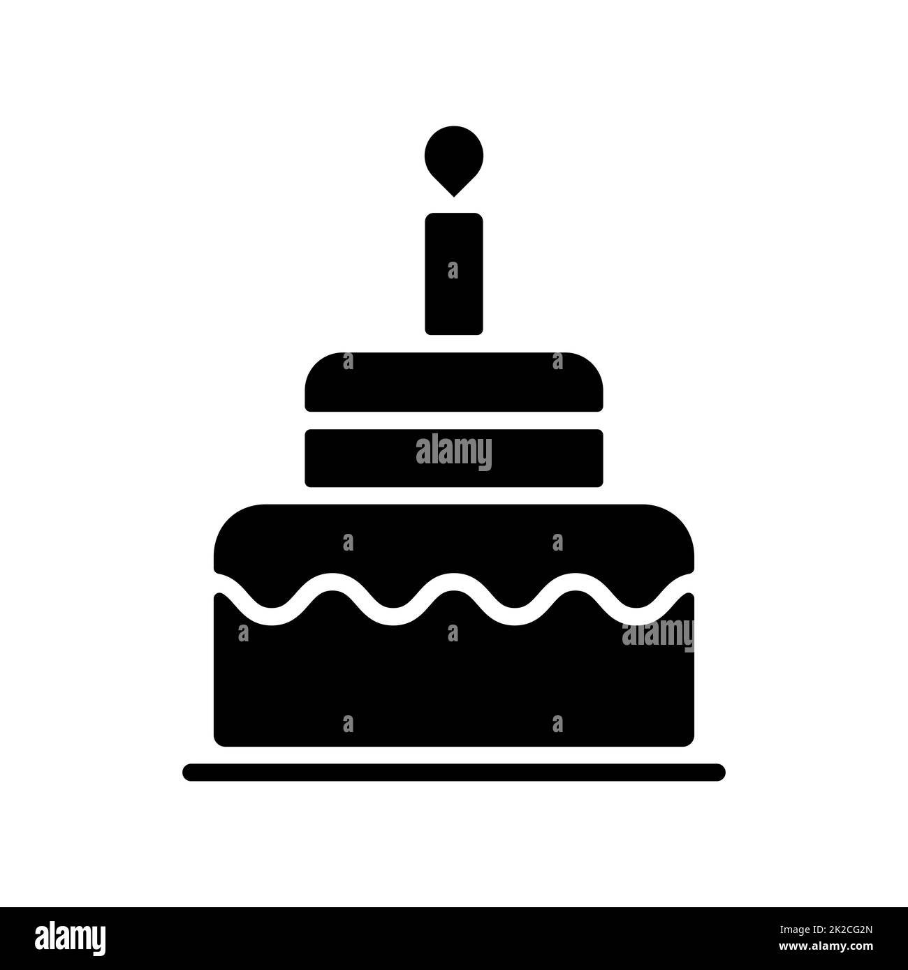 Birthday cake icon flat Black and White Stock Photos & Images - Alamy