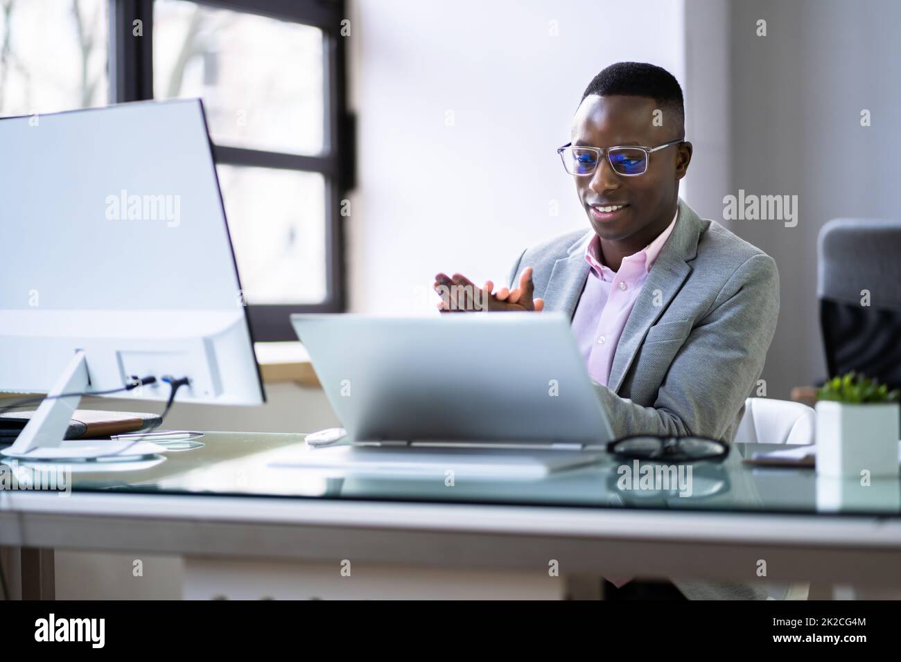 Virtual Conference Meeting Interview Stock Photo - Alamy