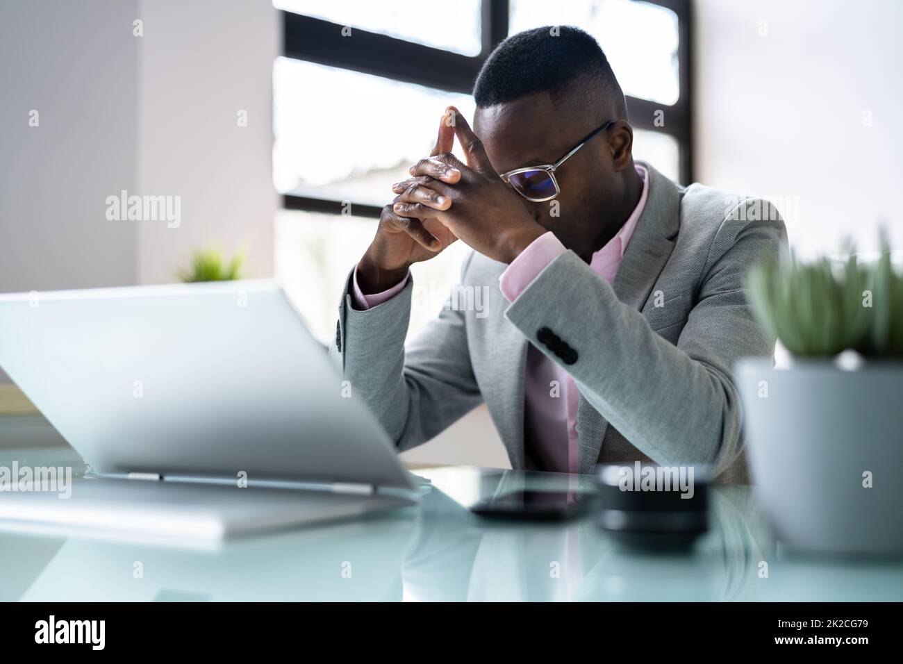 Headache and Depression. Tired Depressed Man Stock Photo - Alamy
