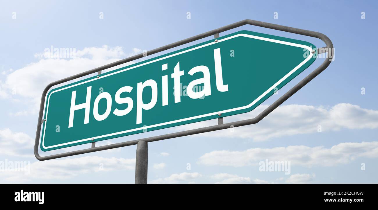 Arrow Signpost - Hospital - 3d rendering Stock Photo - Alamy