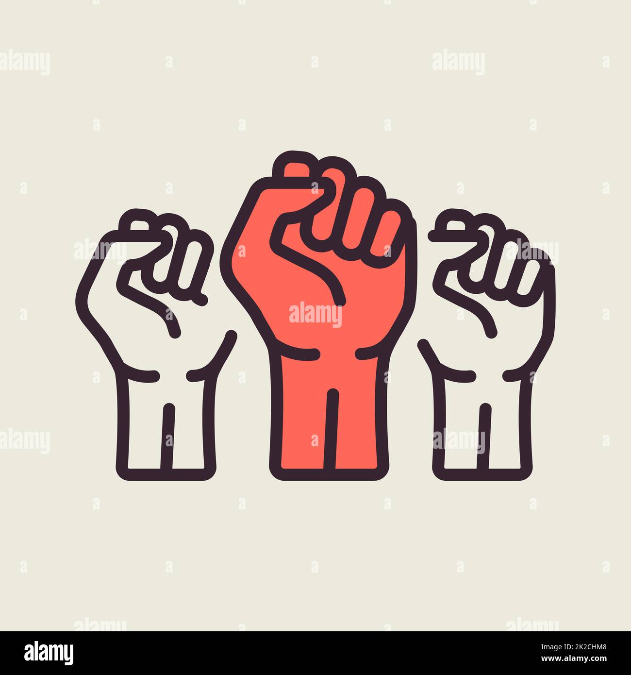 Three clenched fists raised in protest vector icon Stock Photo - Alamy