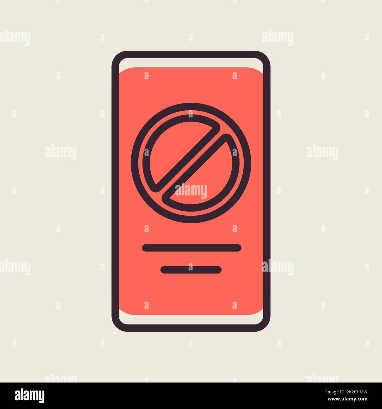 Prohibition sign on smartphone screen vector icon Stock Photo - Alamy